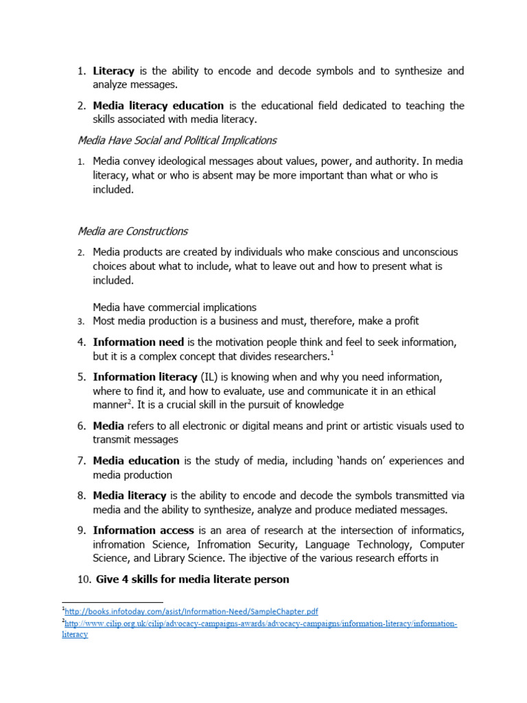 Media Literacy Quiz | PDF