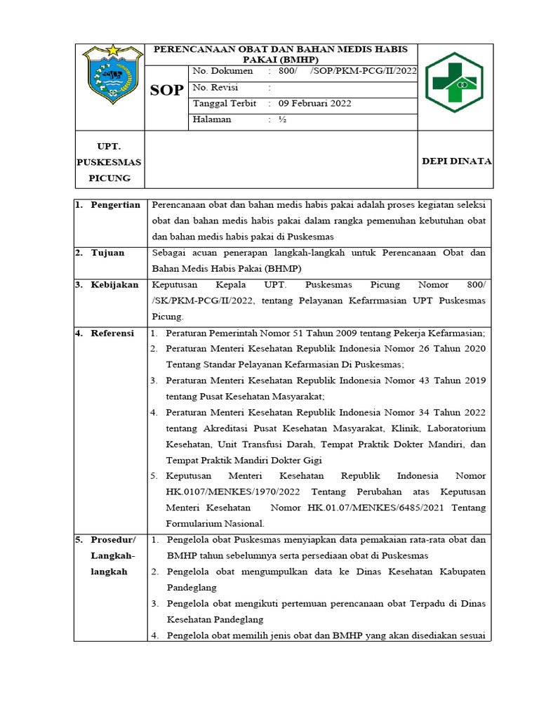 Perencanaan Obat Dan BMHP | PDF