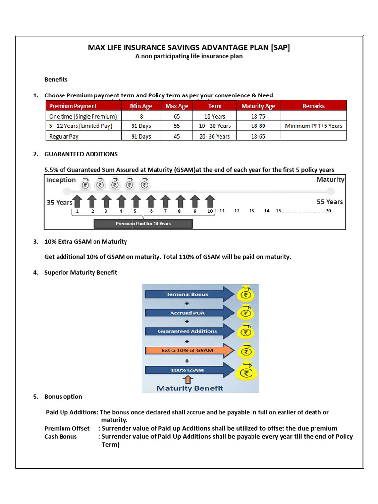 SAP One Pager | PDF | Insurance | Life Insurance