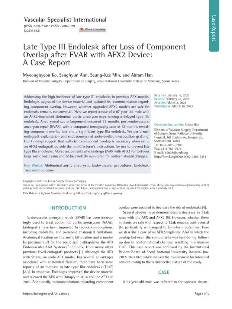 2023 - 03 - Late Type III Endoleak After Loss of Component Overlap ...