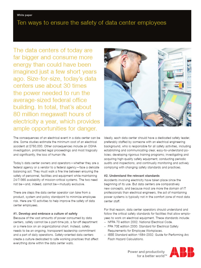 ABB-797-WPO Data Center Safety 11-8-13 | PDF | Personal Protective ...