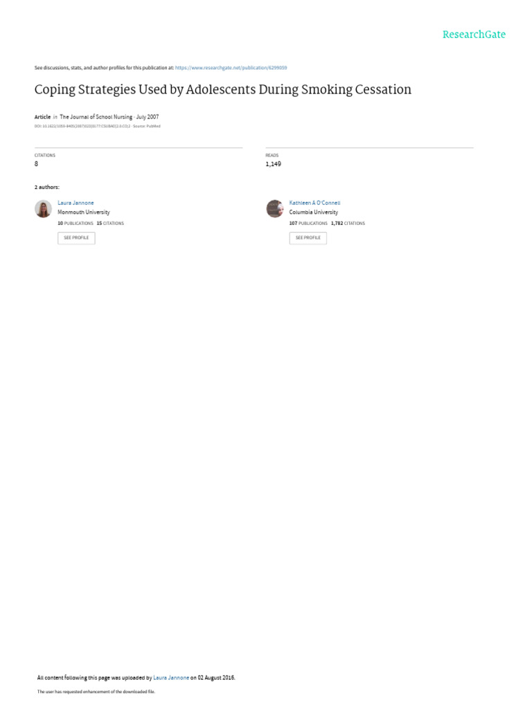 Coping Strategies Used by Adolescents During Smoking Cessation | PDF ...