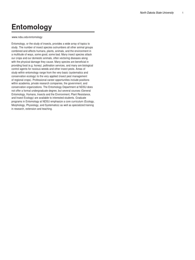 NDSU Entomology Program Overview | PDF | Self-Improvement | Science ...