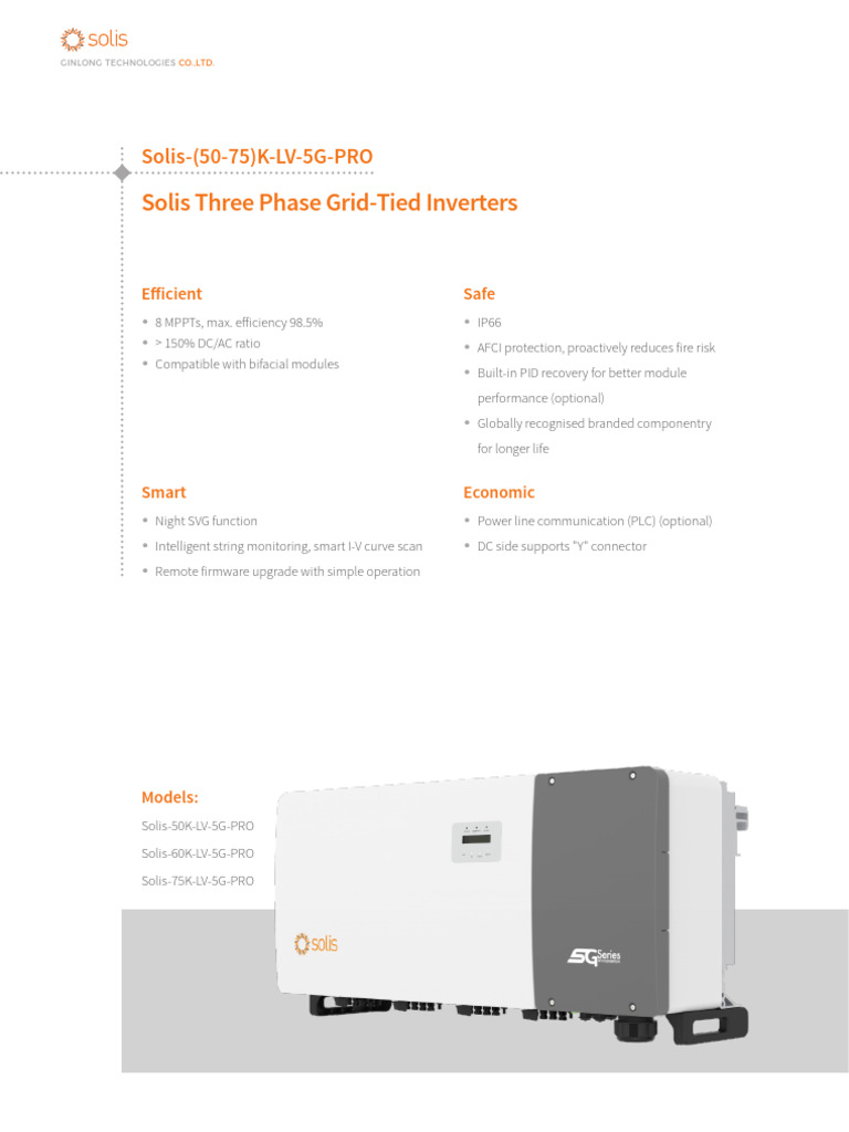 Solis_datasheet_Solis-(50-75)K-LV-5G-PRO_Global | PDF | Electrical ...