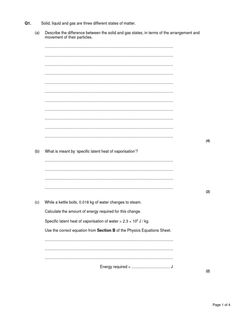 Kinetic Theory Exam Question | PDF | Gases | Temperature