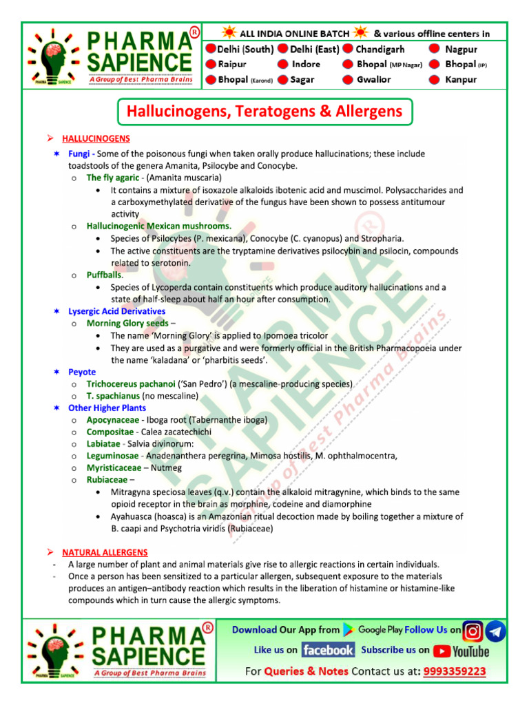 Cognosy - Hallucinogens, Teratogens & Allergens | PDF