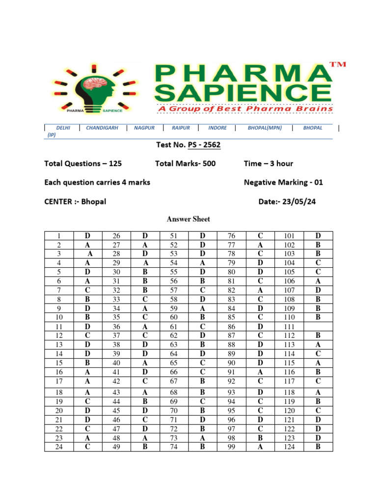 Answer Sheet 6TH SEM PS 2562 | PDF