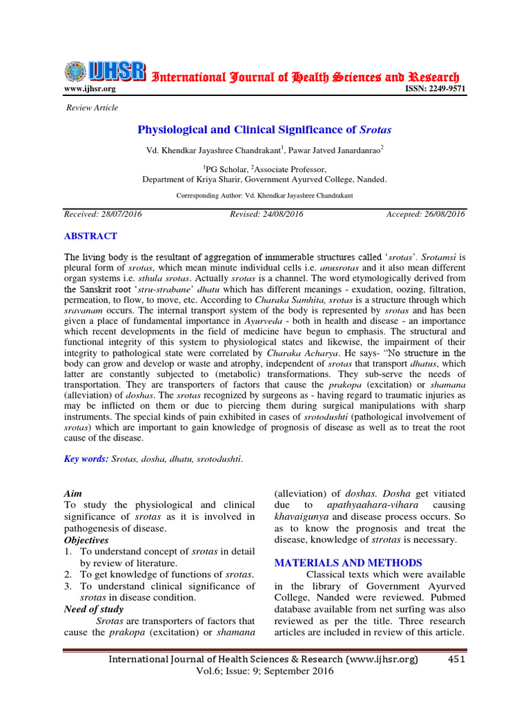 Physiological and Clinical Significance of Srotas | PDF | Ayurveda