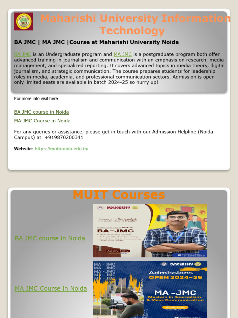 BA JMC MA JMC Course at Maharishi University Noida | PDF | Business ...