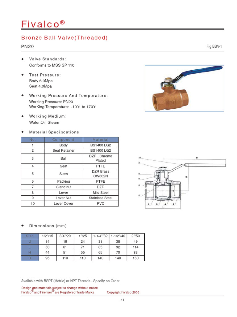 BBV-1 (Bronze Ball Valve) | PDF