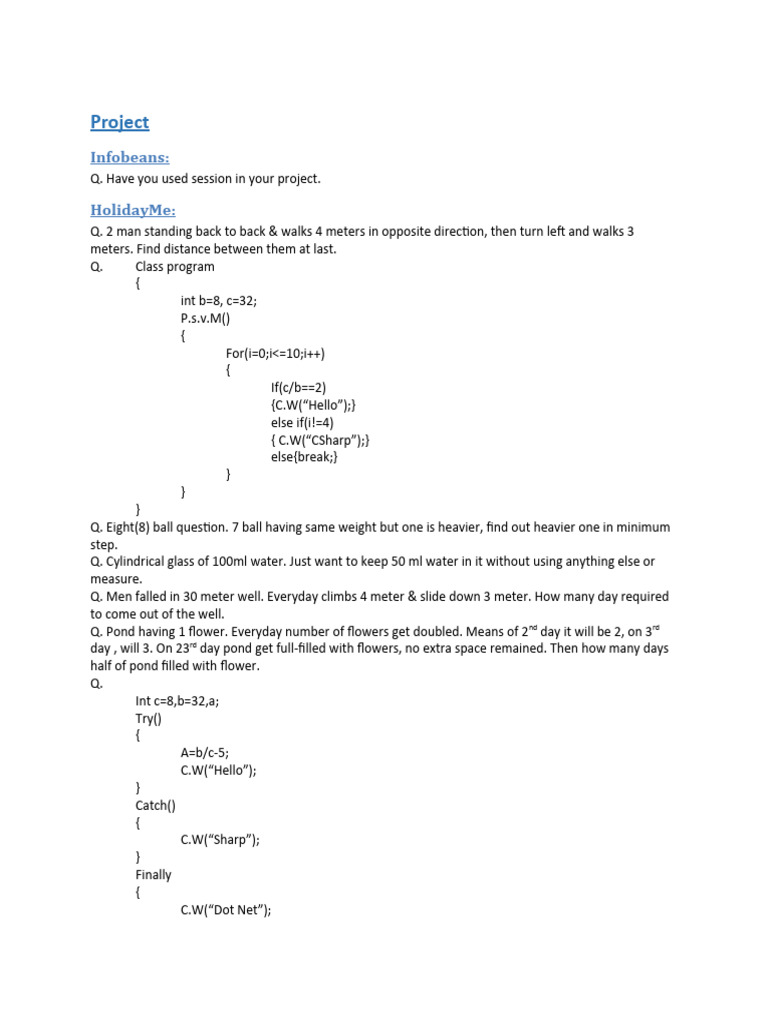 Programming and SQL Interview Questions | PDF | Method (Computer ...