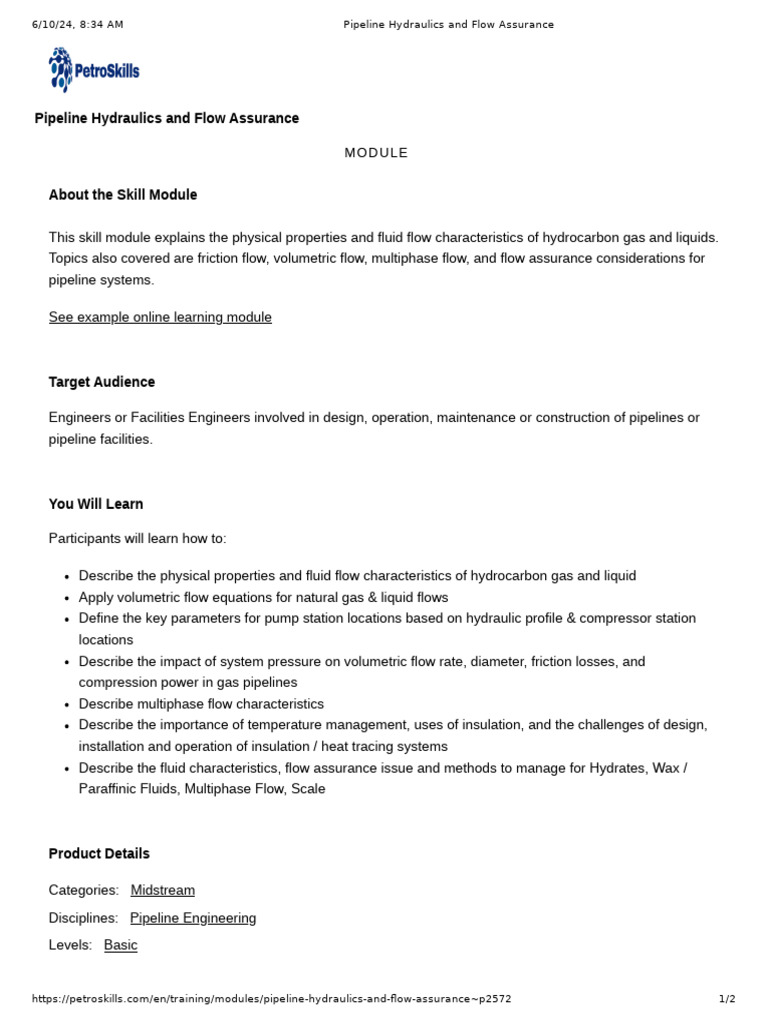module-pipeline-hydraulics-and-flow-assurance (1) | PDF