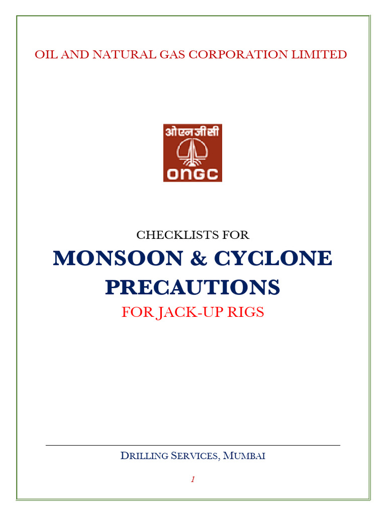 Monsoon & Cyclone Checklist For Jackup Rigs | PDF | Electrical Wiring