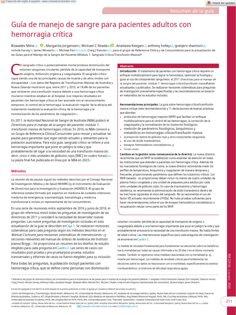 Medical Journal of Australia - 2024 - Mitra - Patient Blood Management ...