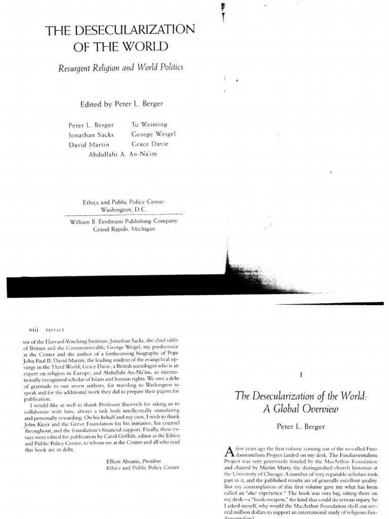 Peter Berger, The Desecularization of The World | PDF | Protestantism ...
