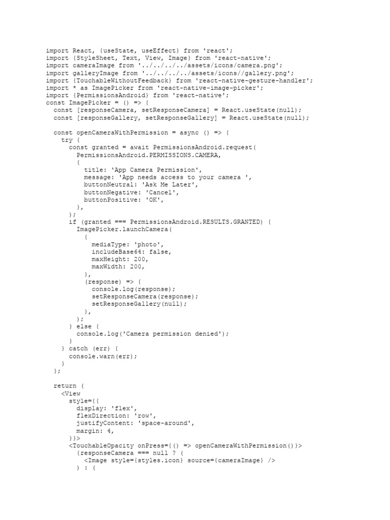 REACTNATIVE-image From Camera With Premissions | PDF | Software ...