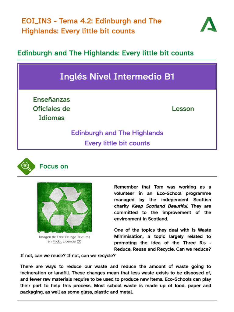 Unidad 4 tema 2 B1 Escuela Oficial de Idiomas | PDF | Waste | Recycling