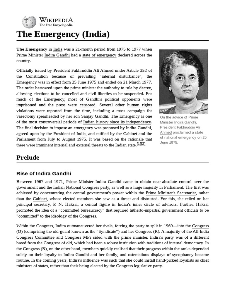 The_Emergency_(India) | PDF | Politics Of India | Government