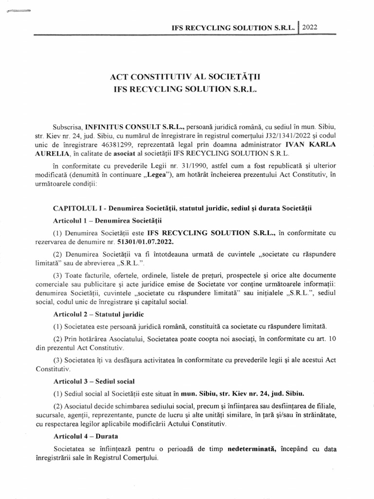 IFSRS - Act Constitutiv | PDF