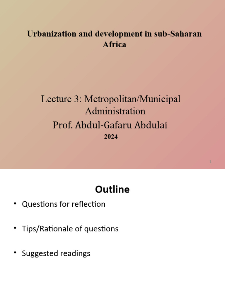 Lecture 3 Urbanization Sub-Saharan Africa PAHS 416 | PDF | Urbanization ...