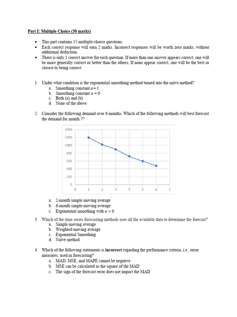 Sample Final Summer 2016 (Updated) | PDF | Forecasting | Mathematical Optimization