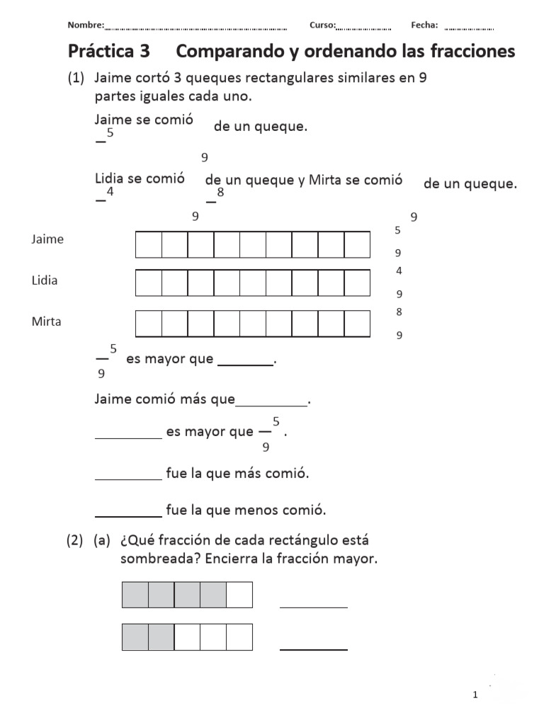 ORDEN Y COMPARACIÓN DE FRACCIONES | PDF