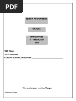 Grade 6 Mathematics Assignment Term 1 2024 | PDF | Mathematics