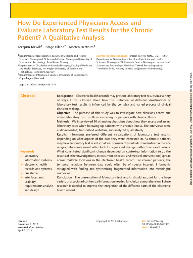 How Do Experienced Physicians Access and Evaluate Laboratory Test ...
