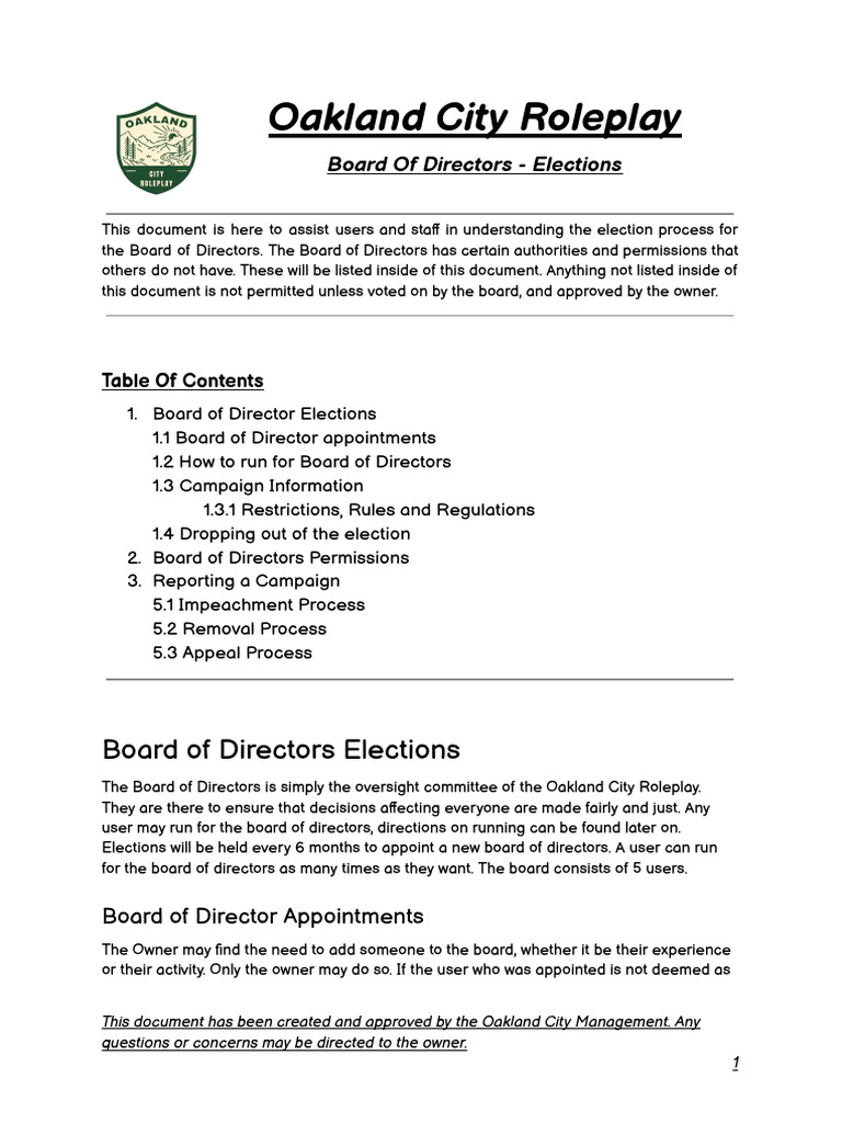 Board of Directors - Election Information | PDF | Board Of Directors ...