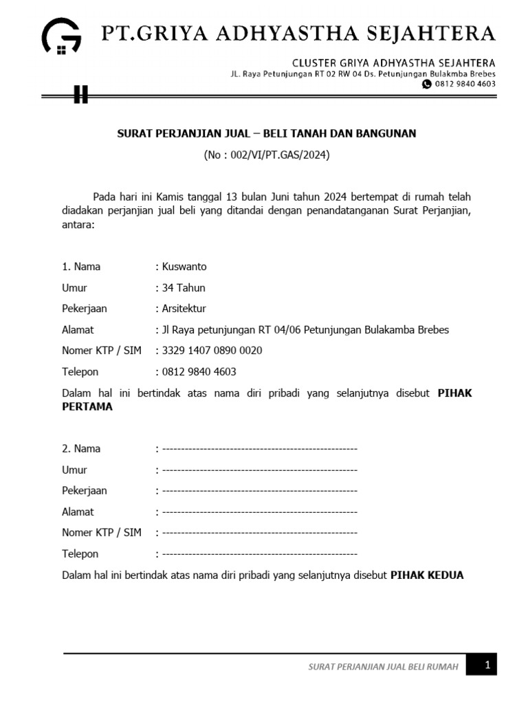 SPJB Pembelian Rumah Ibu Duriyah | PDF | Hukum | Teknologi & Rekayasa