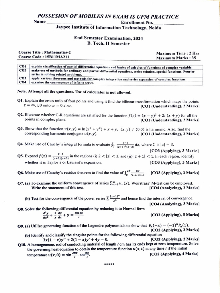 Math2 - ESE - Solution 2024 | PDF | Partial Differential Equation ...