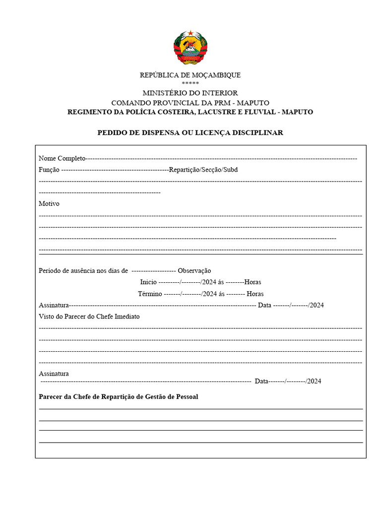 Ficha de Pedido de Dispensa ACTUALIZADA | PDF