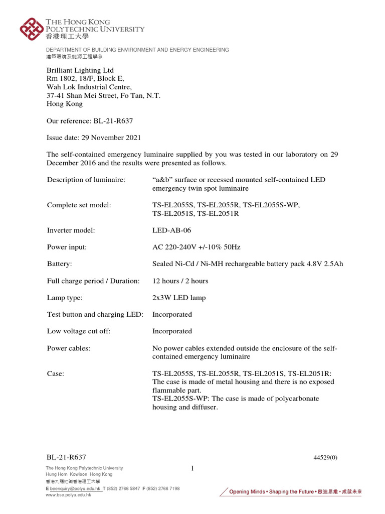 A&b-Test Report TS-EL2055S, TS-EL2055R, TS-EL2055S-WP, TS-EL2051S, TS ...