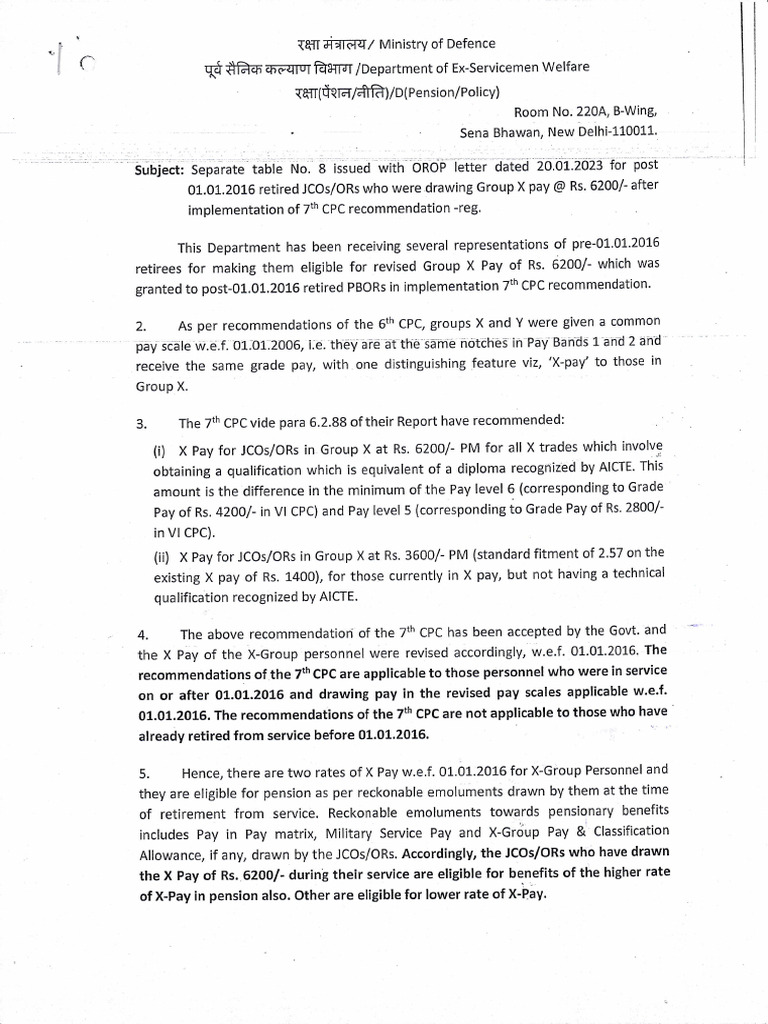 OROP 2 Revision and X Pay Details | PDF | Pension | Factor Income ...