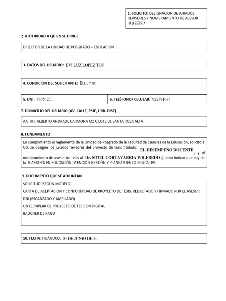 Solicitud - Designación de Jurados Revisores y Nombramiento de Asesor | PDF
