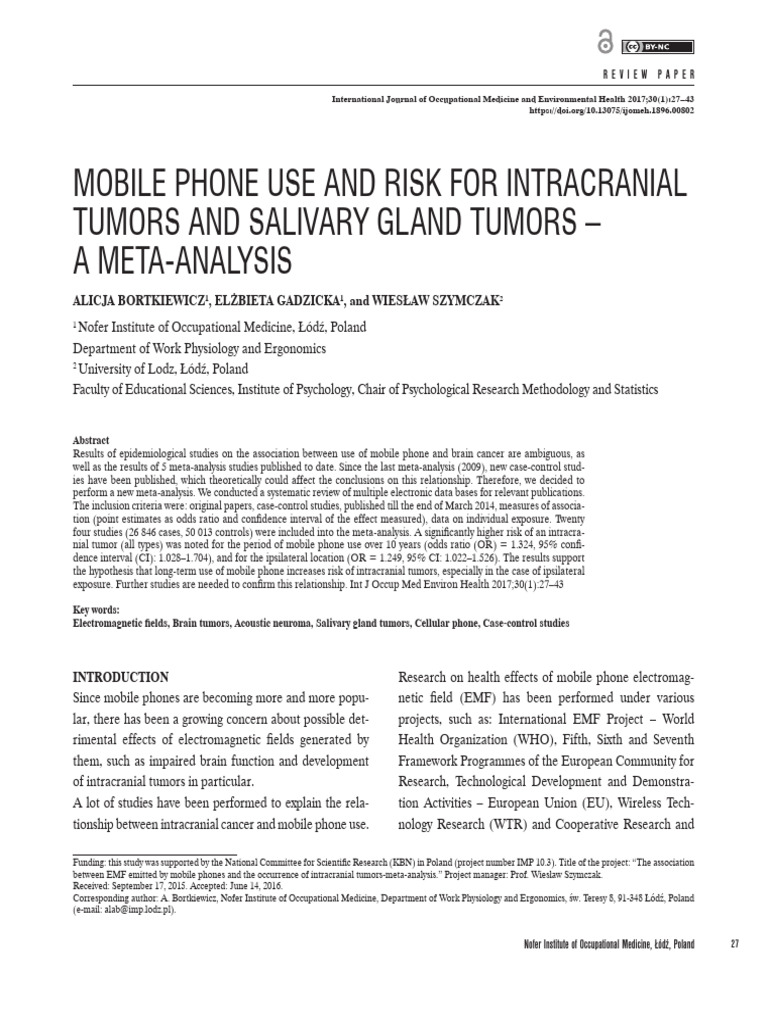 Mobile Phone Use and Risk | PDF | Meta Analysis | Glioma