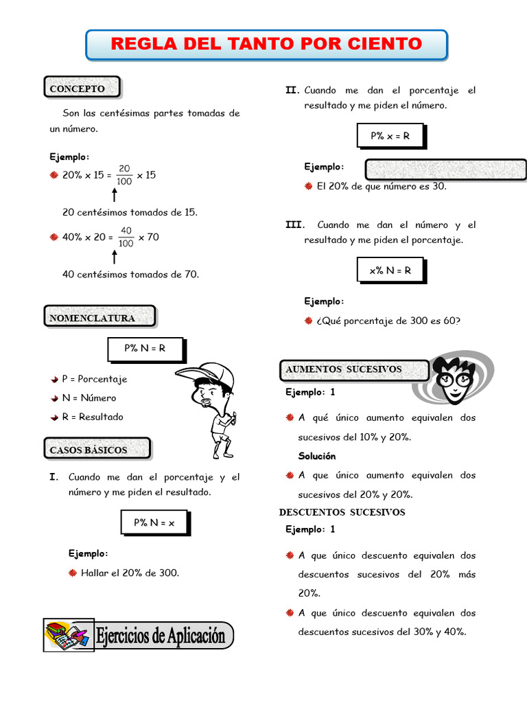 Regla Del Tanto Por Ciento para Segundo de Secundaria | PDF | Porcentaje