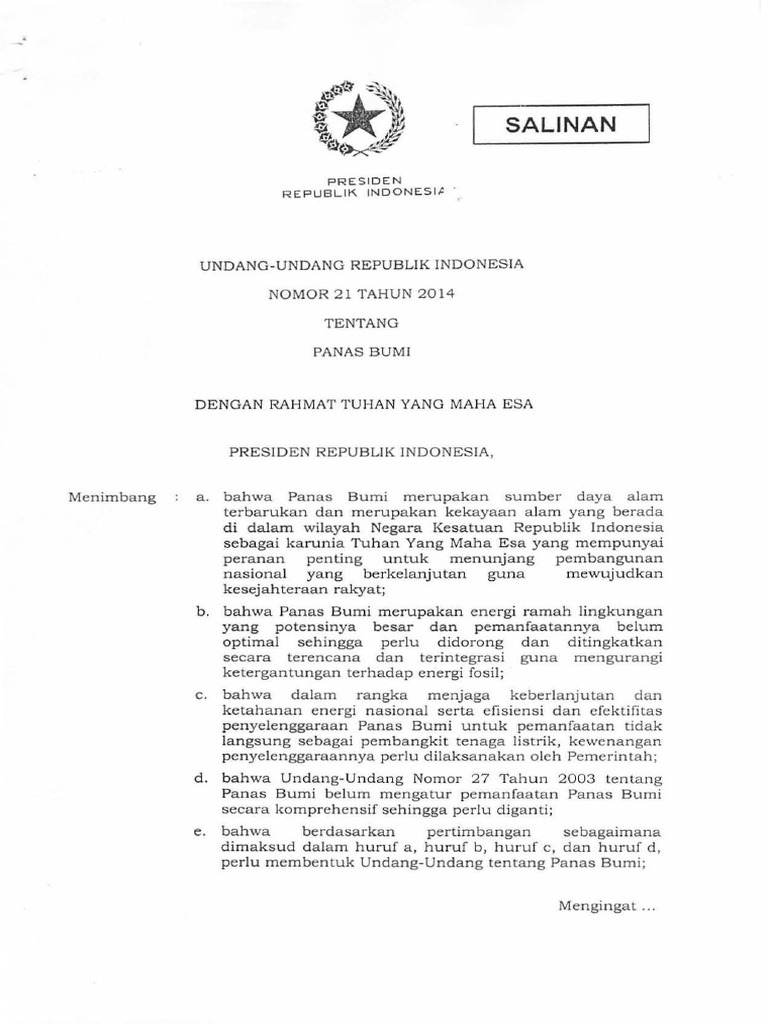 UU No. 21 Tahun 2014 - Pabum | PDF