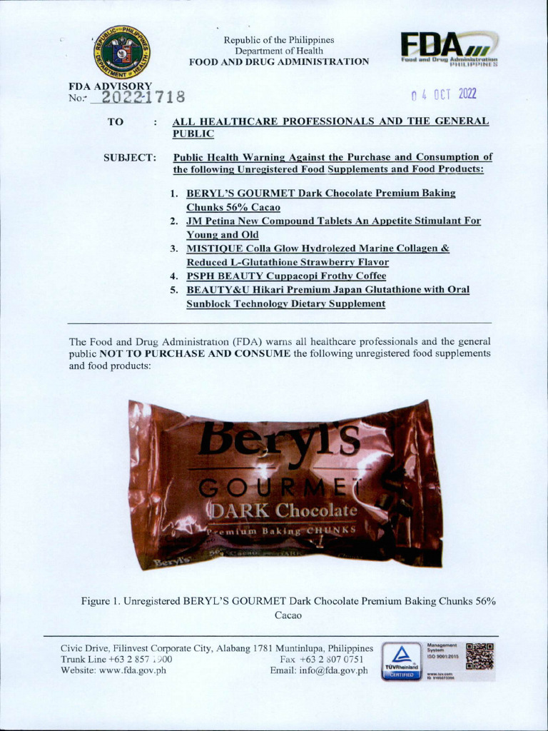 FDA Advisory No.2022 1718 | PDF