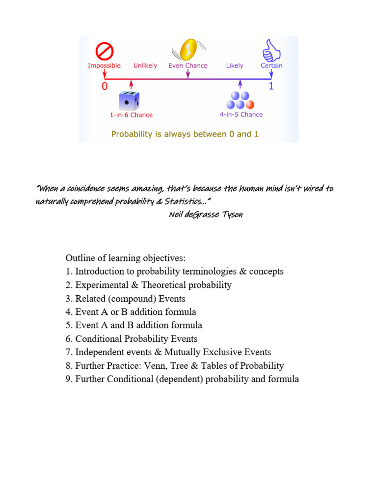 Unit 4 Probability Booklet 2024 | PDF | Probability | Experiment