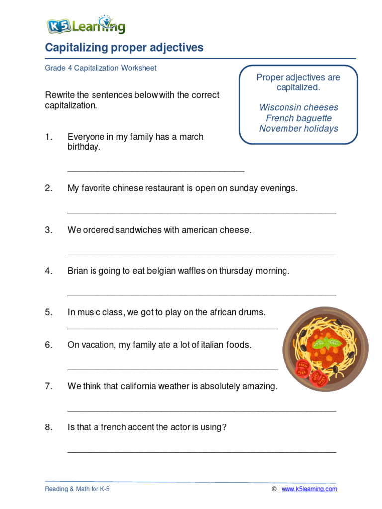 Proper Adjectives Capitalization Guide | PDF | Foods | Cuisine
