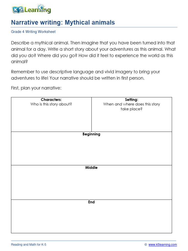 Grade 4 Narrative Writing Worksheet | PDF