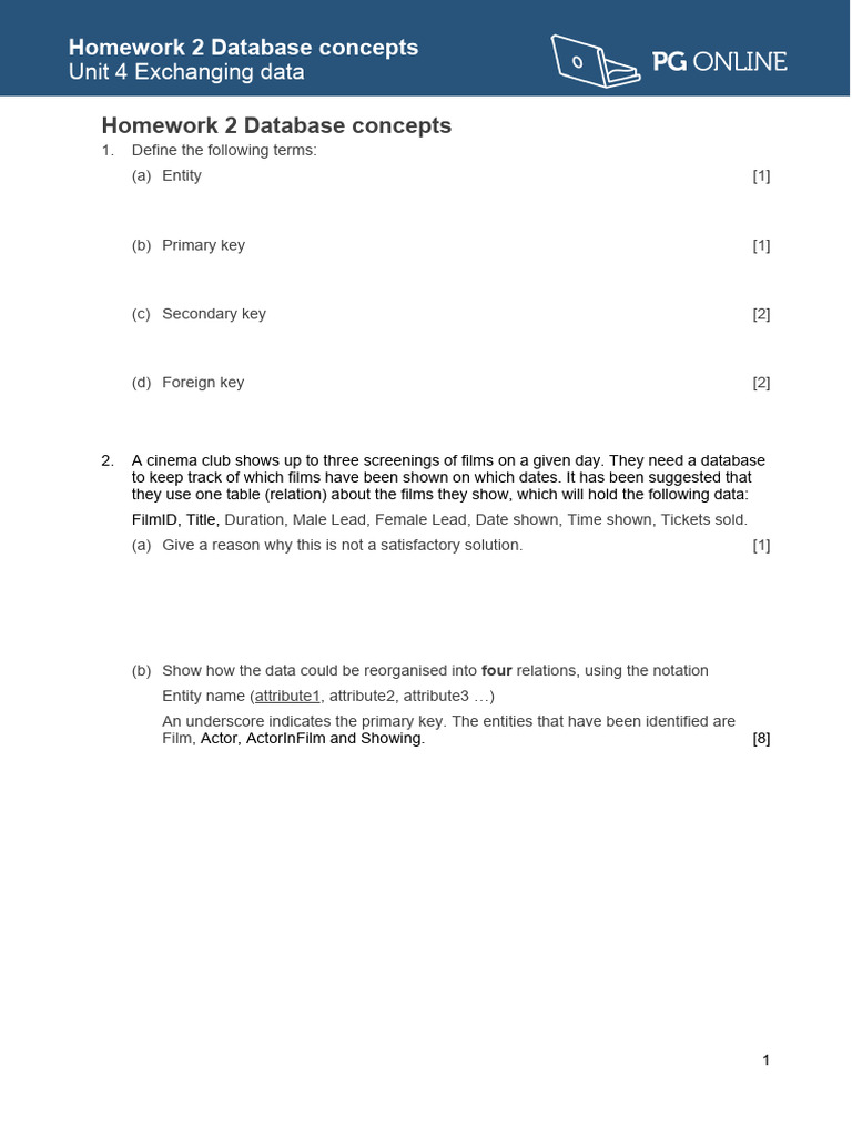 Exchanging Data Homework 2 Database Concepts | PDF