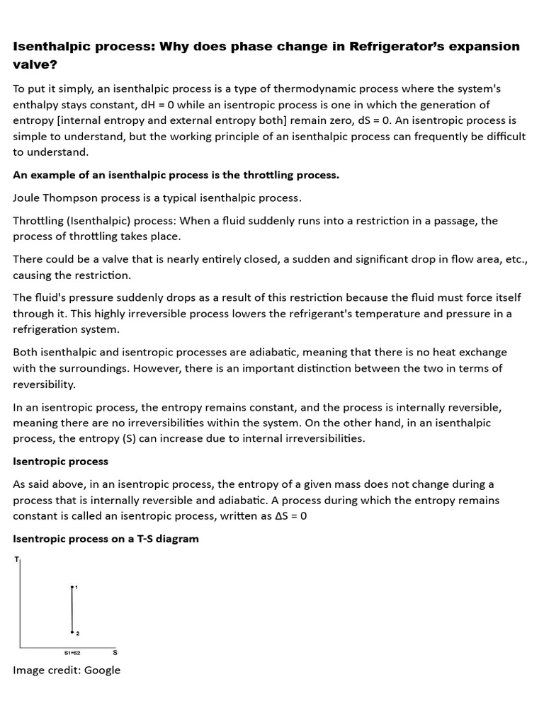 Isenthalpic Process | PDF | Entropy | Enthalpy