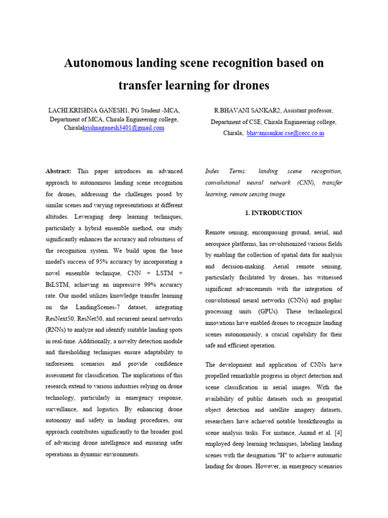 Autonomous Landing Scene Recognition Based On Transfer Learning For Drones - Paper | PDF | Deep ...