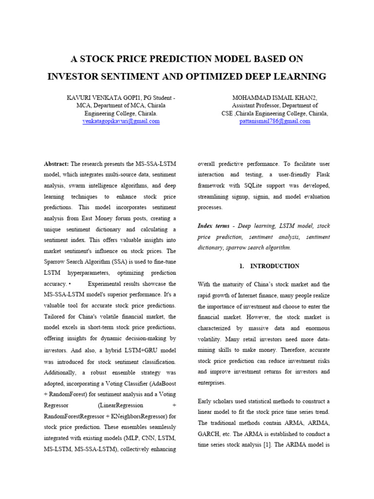A Stock Price Prediction Model Based On Investor Sentiment and ...