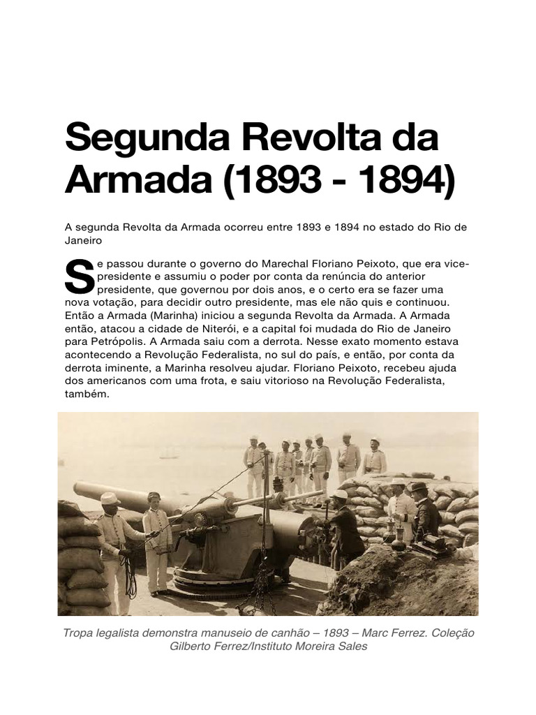Segunda Revolta Da Armada | PDF