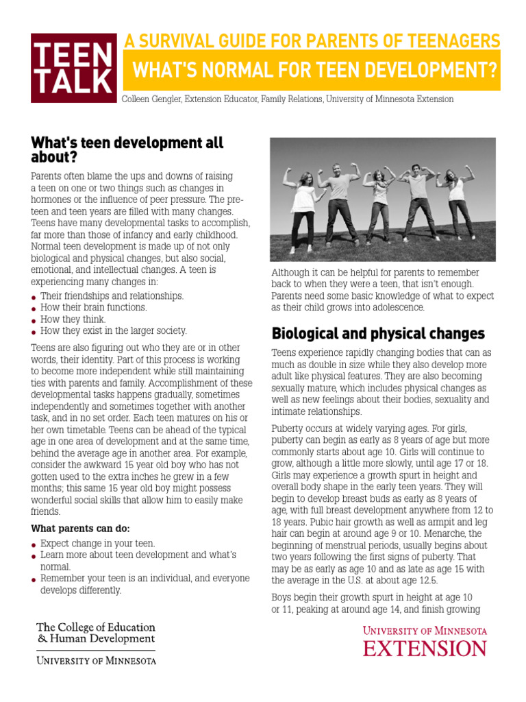 Whats Normal For Teen Development | PDF | Adolescence | Thought
