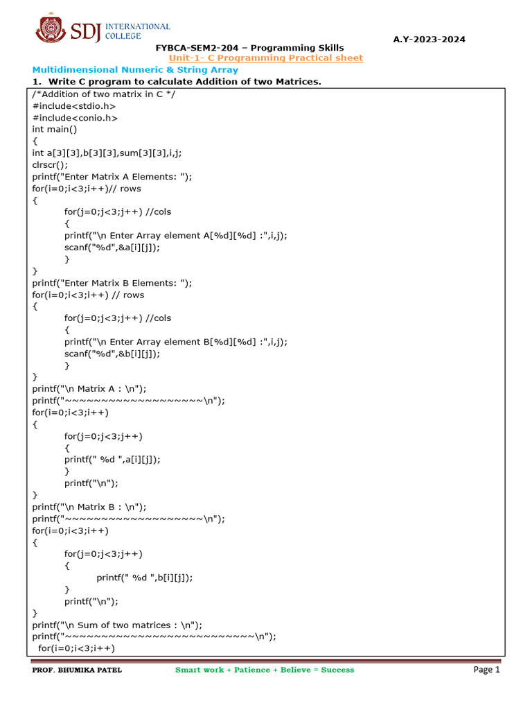 204-PS - Practical Sheet With Solution Unit 1-2-3 | PDF | Area | Fahrenheit