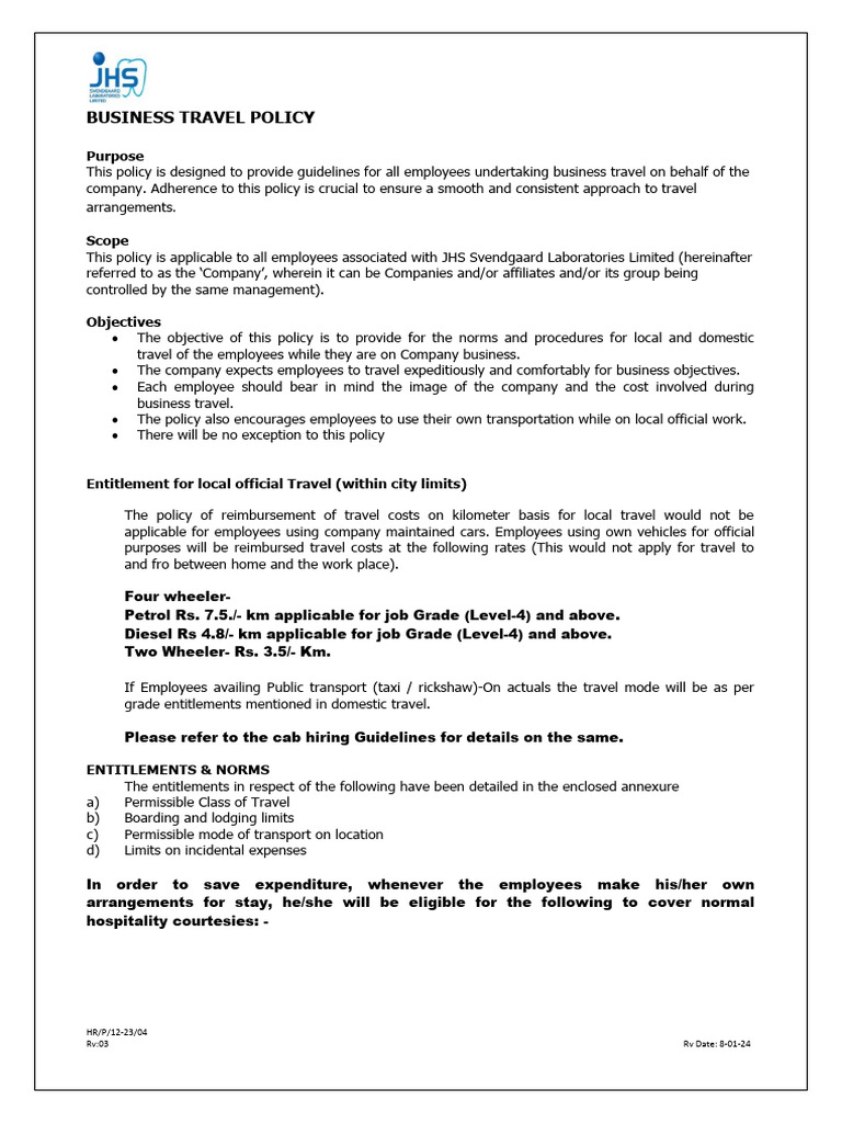 Business Travel Policy | PDF | Expense | Employment